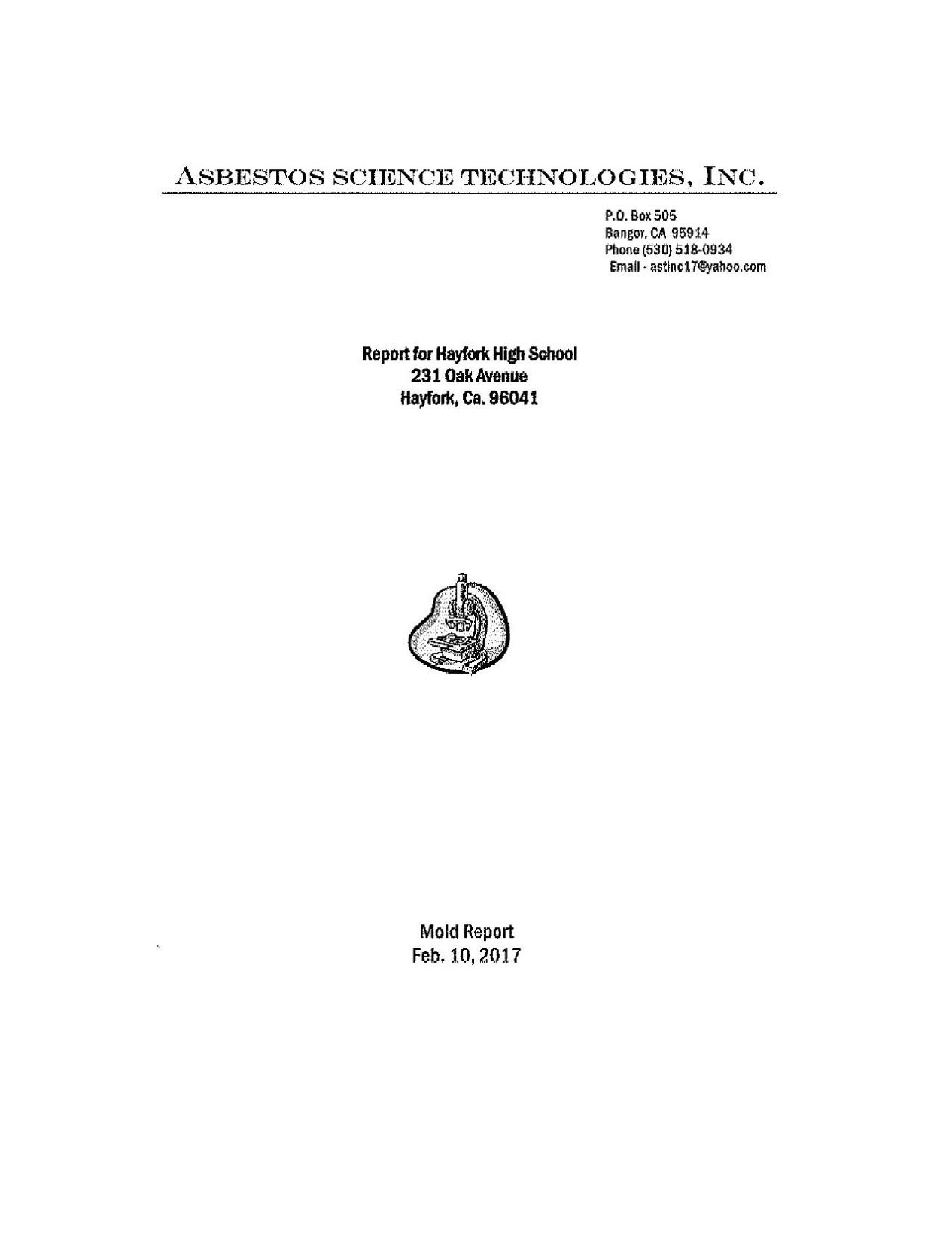 HHS preliminary mold report | Local News | trinityjournal.com