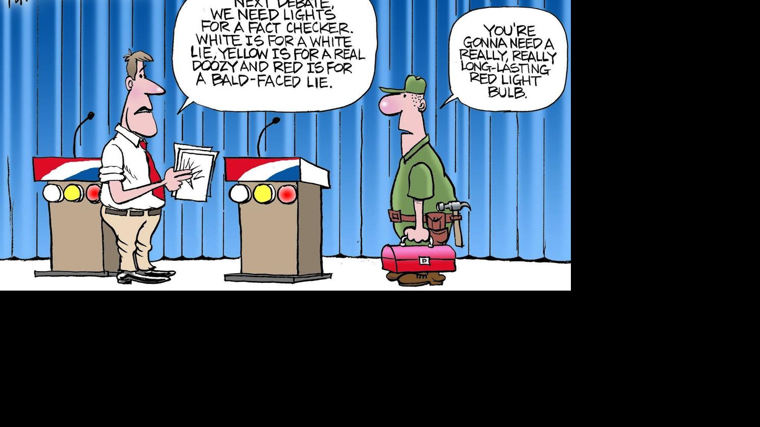 Bruce Plante Cartoon Adjustments To The Next Debate Columnists