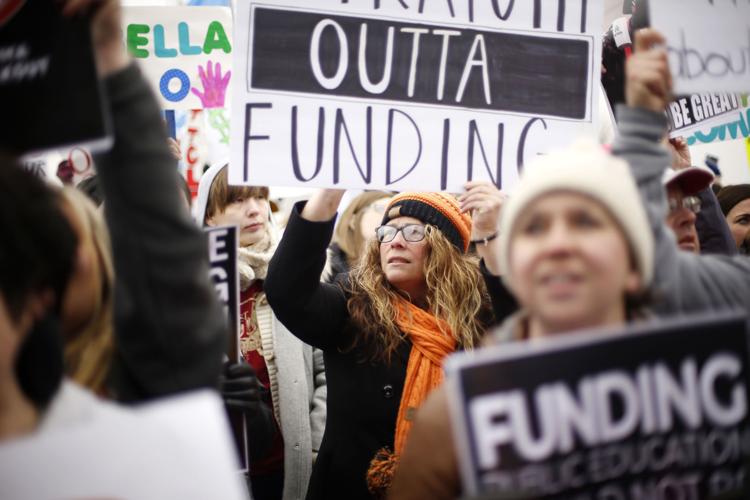 Teachers march around Capitol in largest education funding protest in years