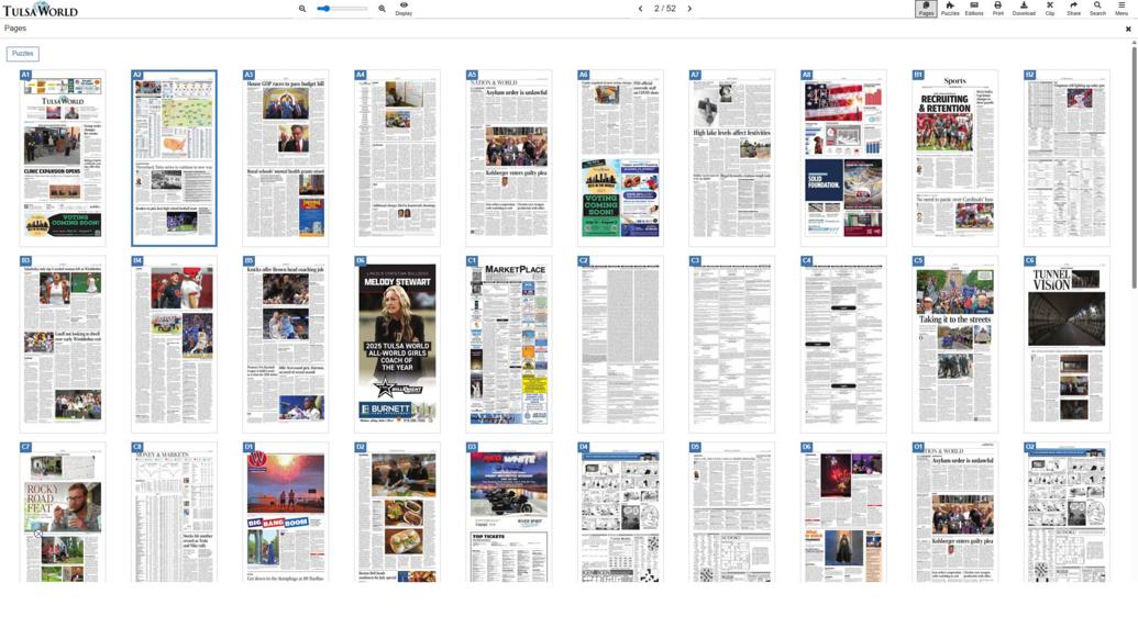 Tulsa World e-edition offers a replica of the print edition