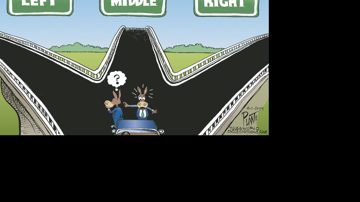 Bruce Plante cartoon: Democrats going left, middle or right ...