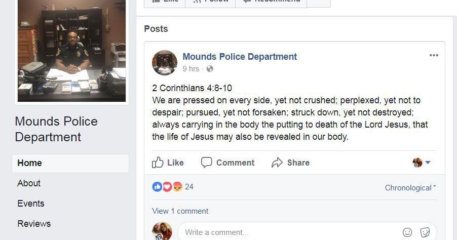 Mounds police chief under fire for 'proselytizing' on department's ...