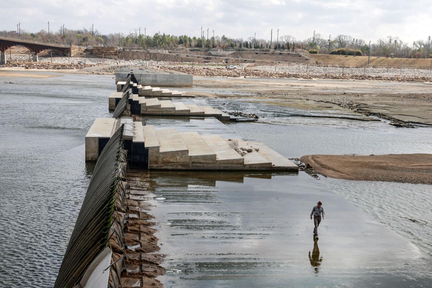 Zink Lake filling with water as dam gates raised