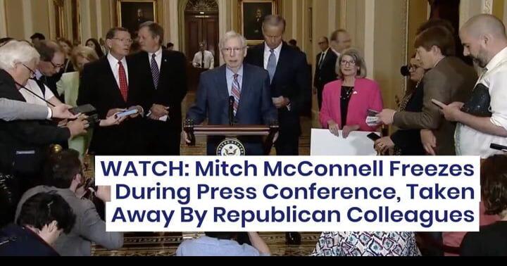 Watch Mitch Mcconnell Freezes During Press Conference Taken Away By