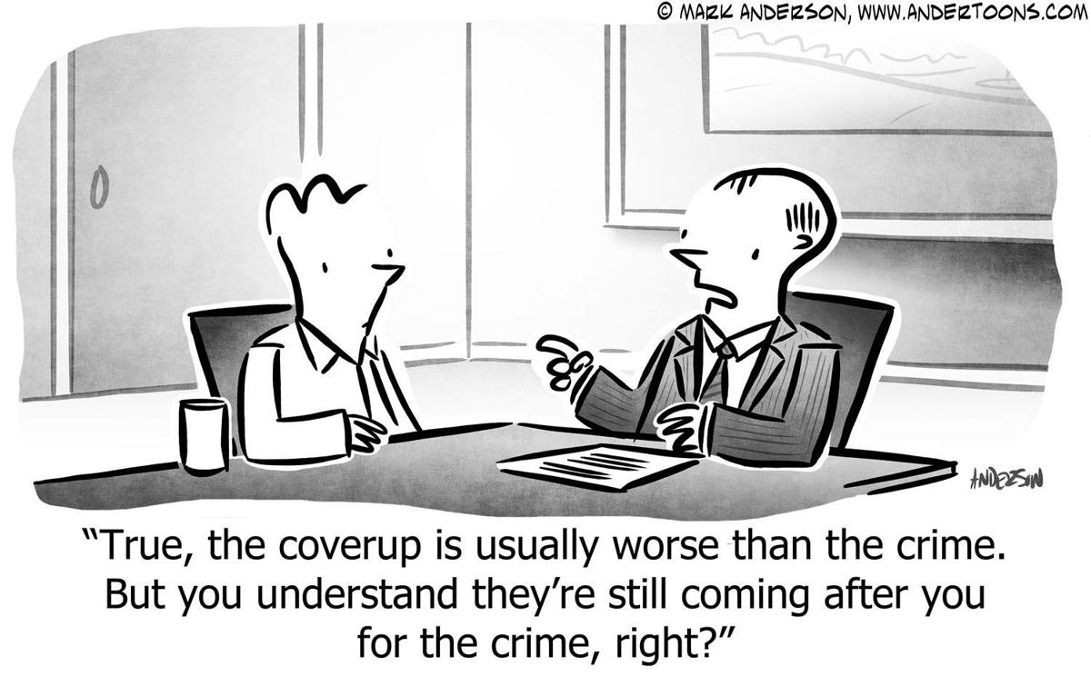 Legal cartoon: Crime lost in the coverup