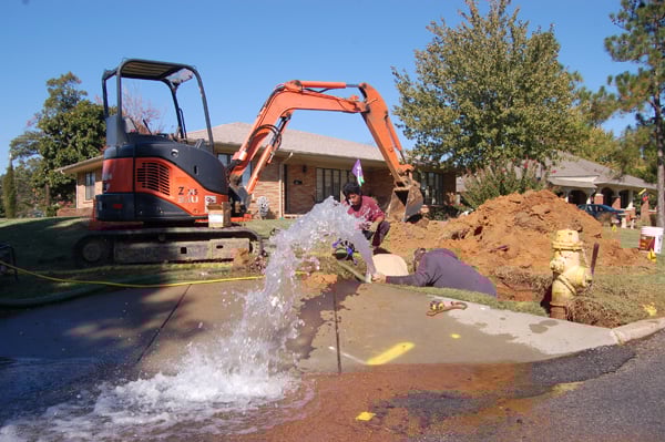 Water line hit during hydrant replacement