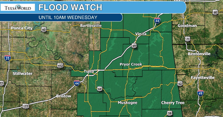 Severe storms, flooding possible in Tulsa Tuesday night