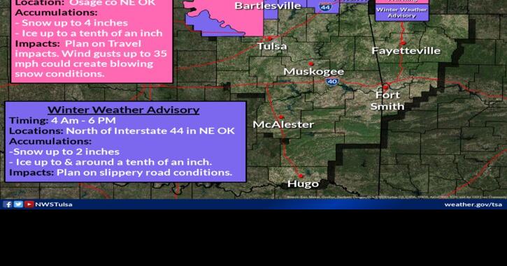 Winter storm warnings, advisories for counties north, west of Tulsa on ...