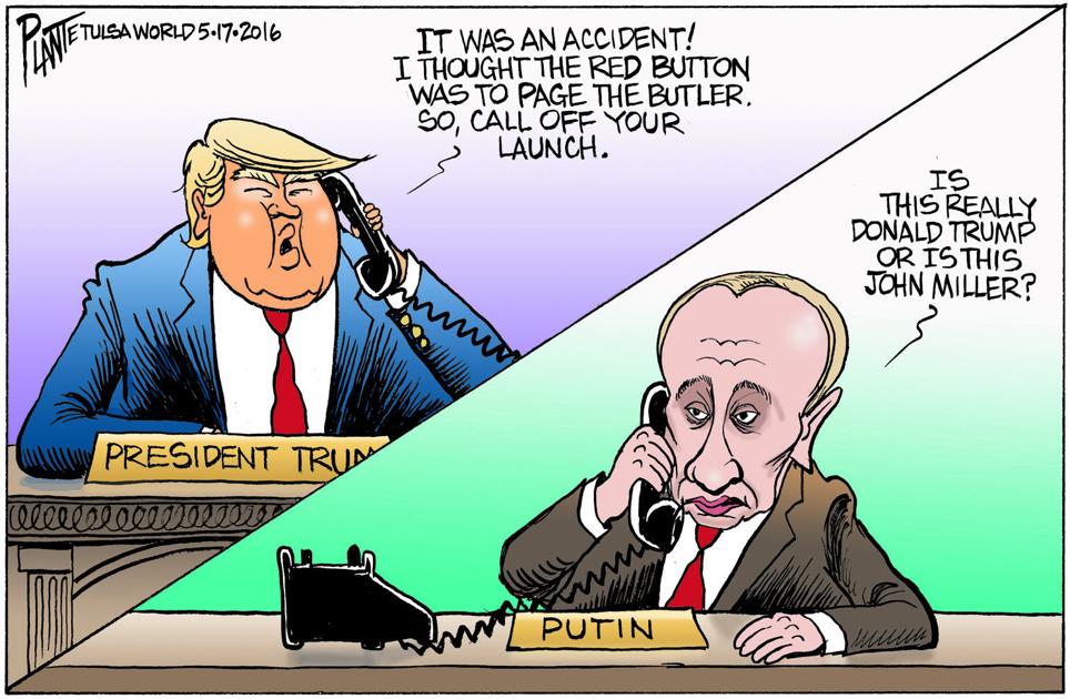 Bruce Plante Cartoon President Trump And The Red Button Editorial