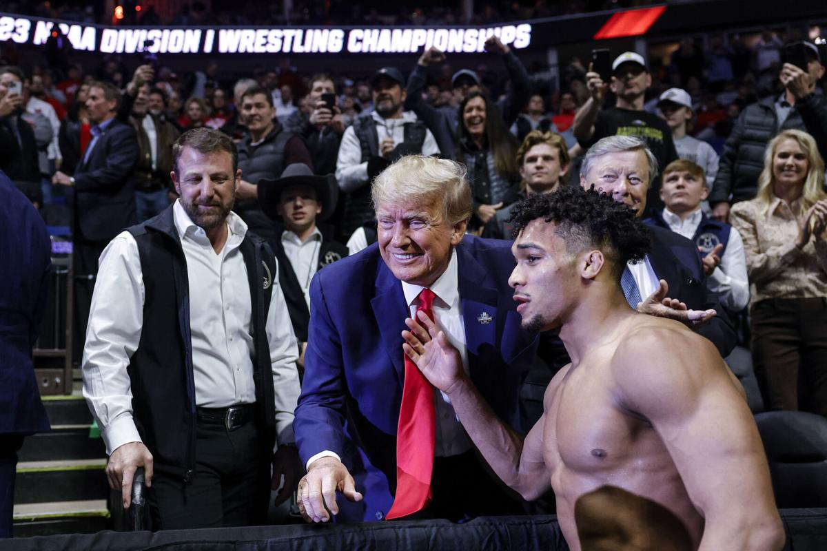 'No politics' — But Trump shakes a lot of hands and poses for a lot of ...