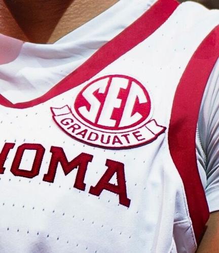 Six OU players wearing SEC graduate patches