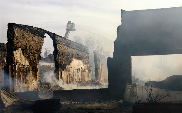 Weleetka fire burns city block