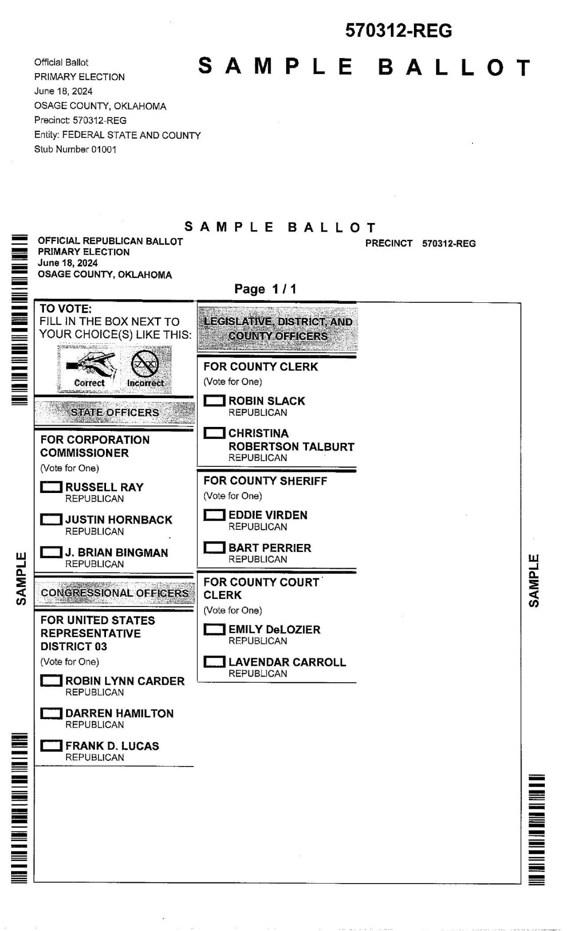 Sample ballots for Sand Springs
