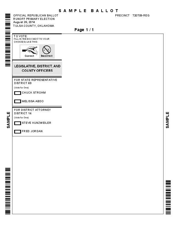 GOP Sample Ballot RUNOFF PRIMARY ELECTION August 26, 2014