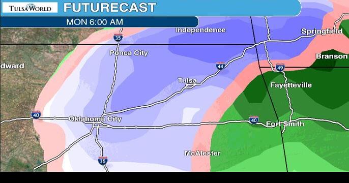 Tulsa Oklahoma Monday snow weather forecast