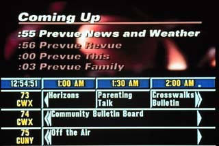 Prevue Guide Screen Gets Schedule