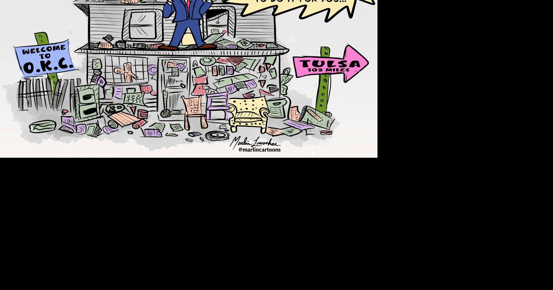 Editorial cartoon: Gov. Stitt calling out Tulsa