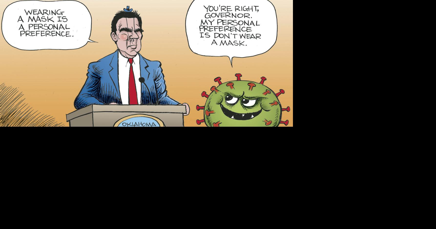 Bruce Plante Cartoon: Governor Stitt and a masks