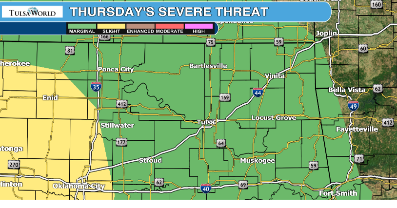 Storms likely in Tulsa Thursday, severe storms possible