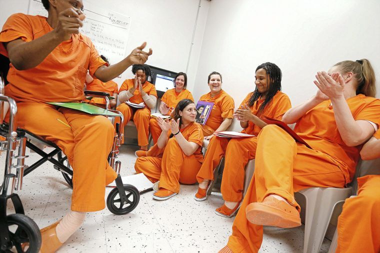 Female inmates at the Tulsa jail take part in a Poetic Justice program