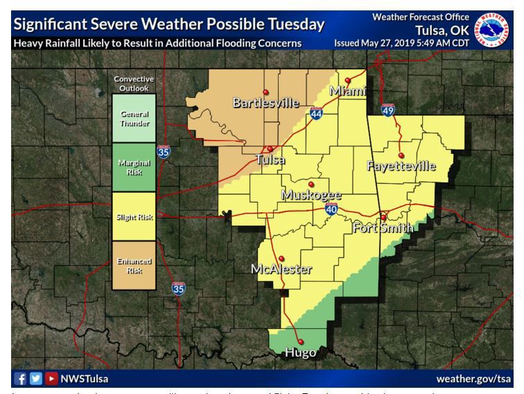 Potential for severe storms in Tulsa area looms Tuesday as city ...