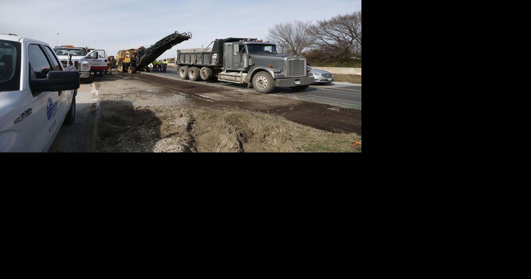 Super-sized potholes force closure of I-44 lane in construction zone
