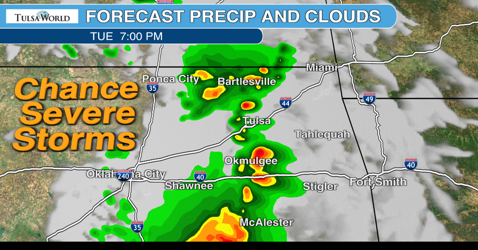 Severe storms and flooding possible in the Tulsa area Tuesday evening ...
