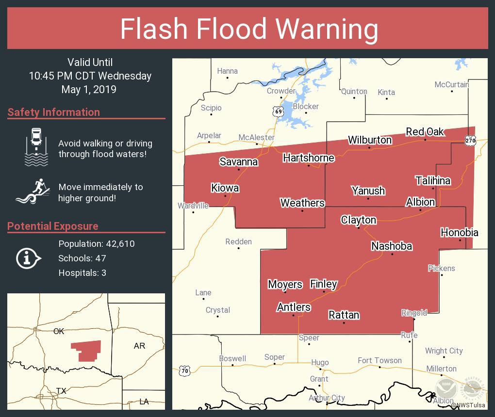 Update: Weather service issues areal flood warning for southeast Oklahoma