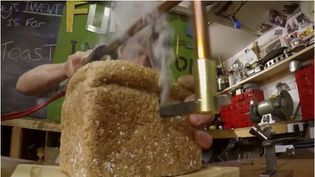 Heated knife turns bread to instant toast