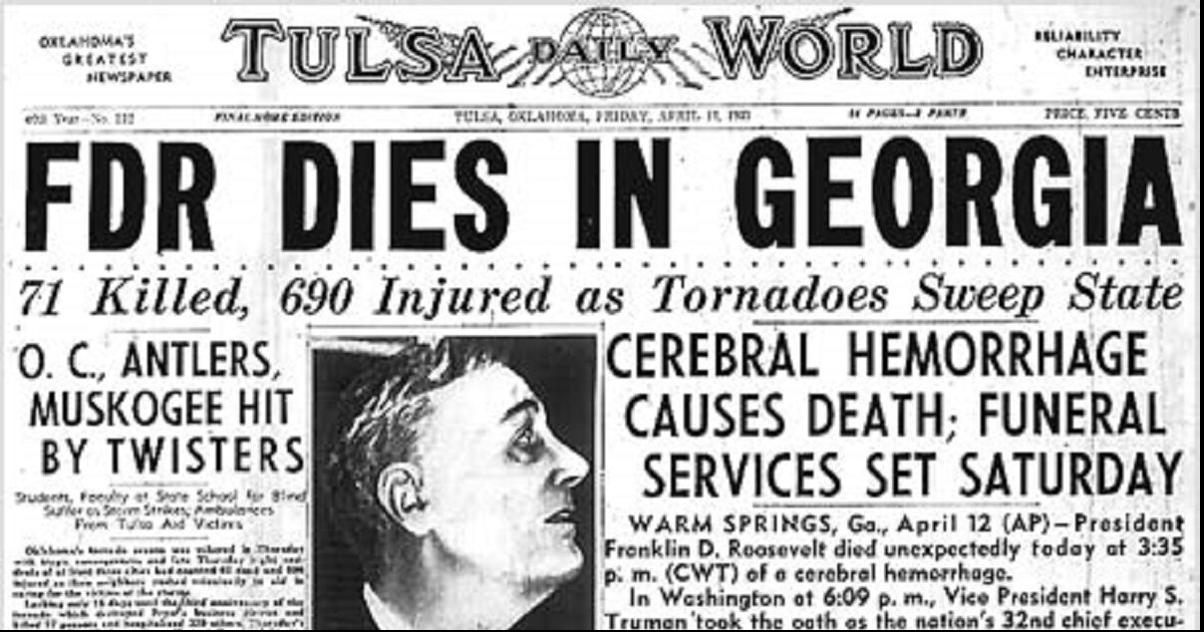 FDR's 1945 death was same day as Oklahoma tornado outbreak