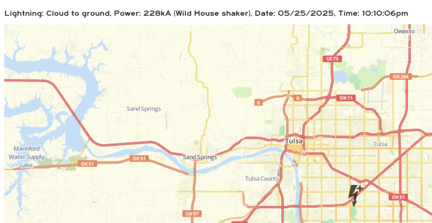 Superbolt shakes Tulsa with strong lightning strike May 25