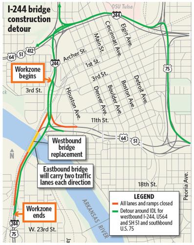 I-244 bridge construction requires detours, patience