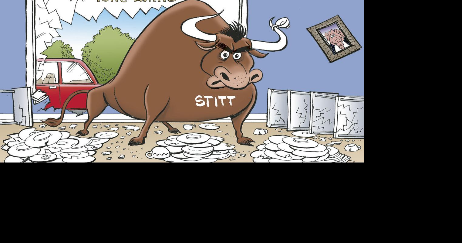 Bruce Plante Cartoon: Kevin Stitt in the China Shop