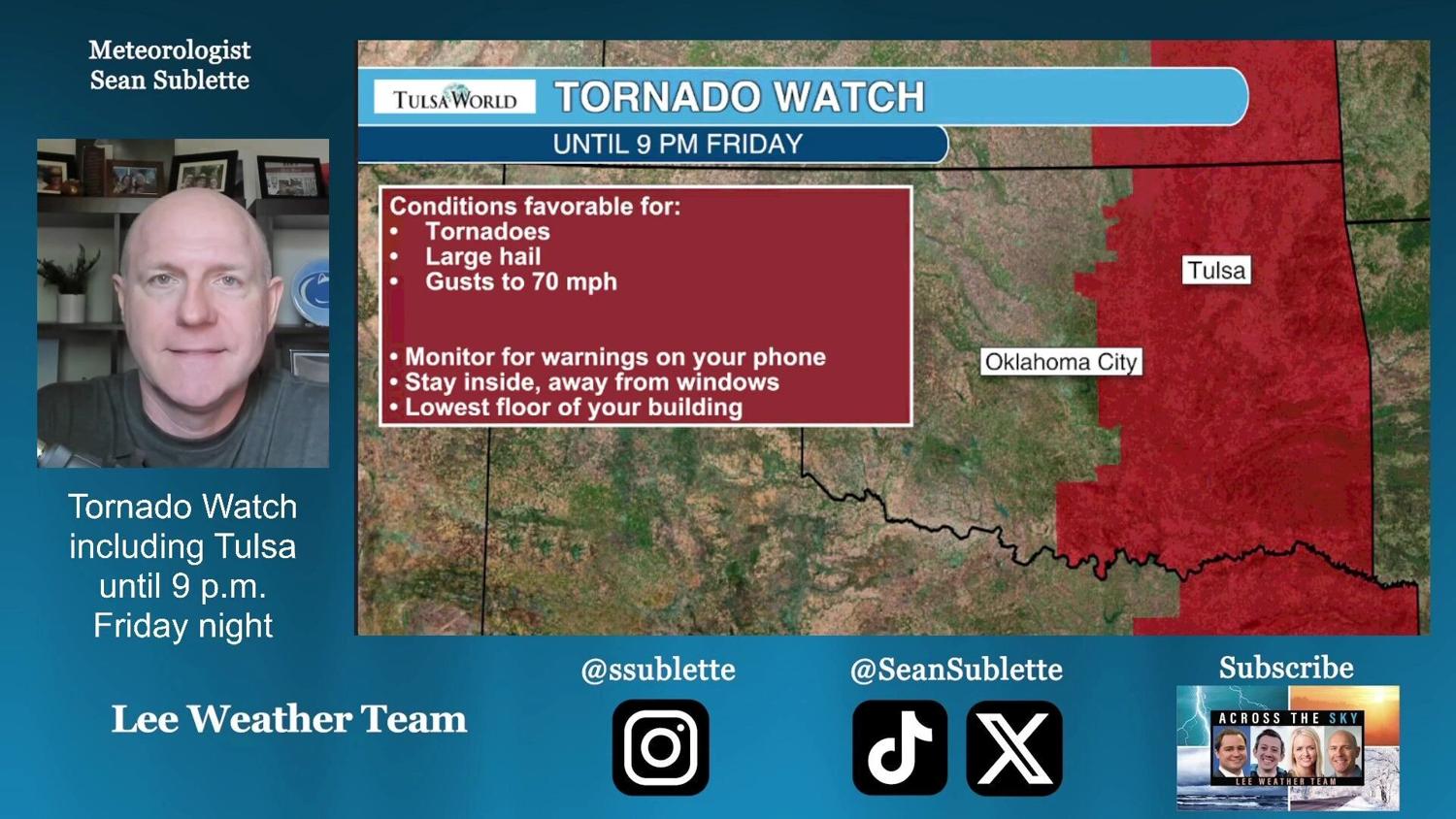 Tornado Watch for Tulsa until 9 p.m. Friday