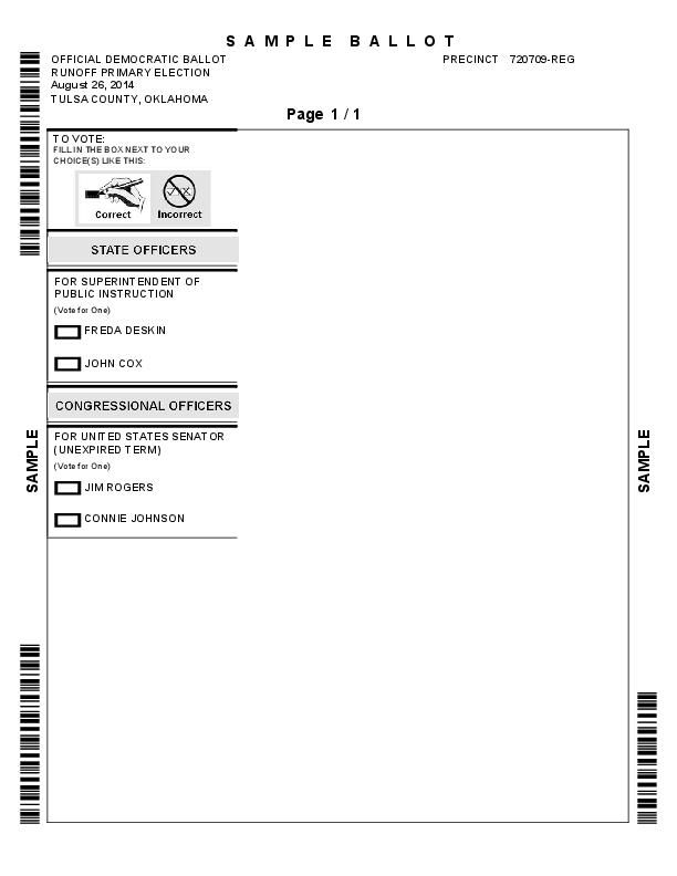 DEM Sample Ballot RUNOFF PRIMARY ELECTION August 26, 2014