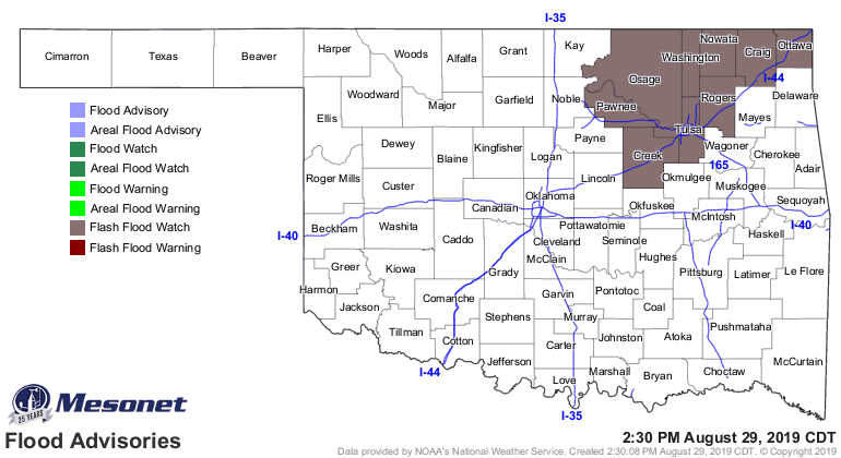 Tulsa, counties north, under flash flood watch tonight through Friday ...