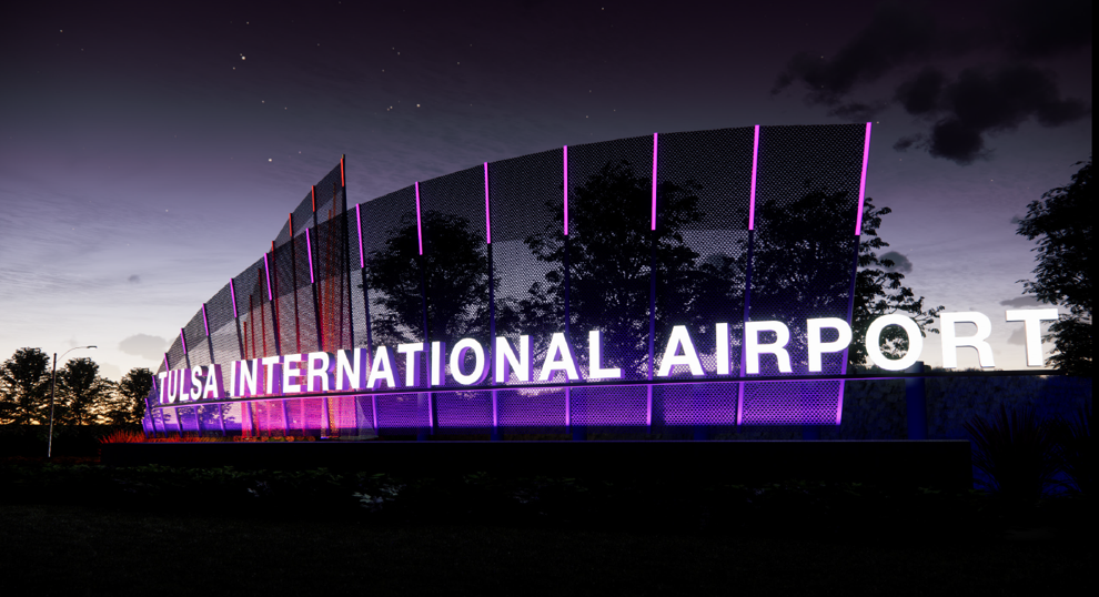 Tulsa airport installing new entry sign