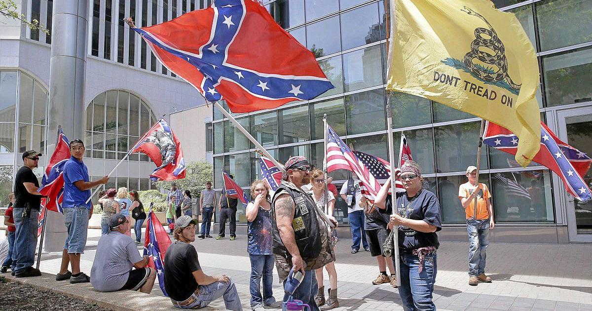 Confederate flag supporters, counter demonstrators rally in downtown Tulsa