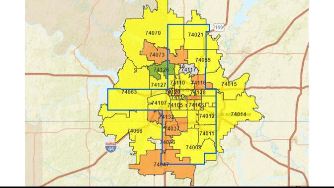 Tulsa County Zip Code Map - Map