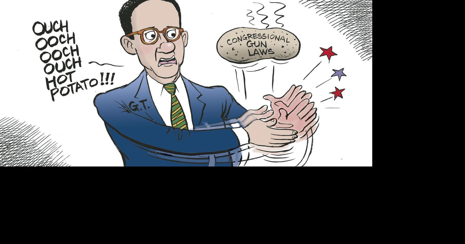 Bruce Plante cartoon: G.T. and the hot potato