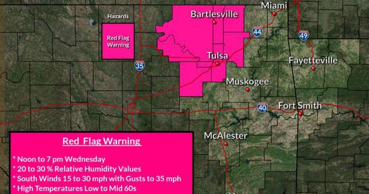 Conditions favorable to wildfires to persist Wednesday in Tulsa County ...