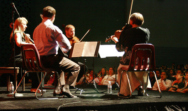 String quartet gives students live lesson
