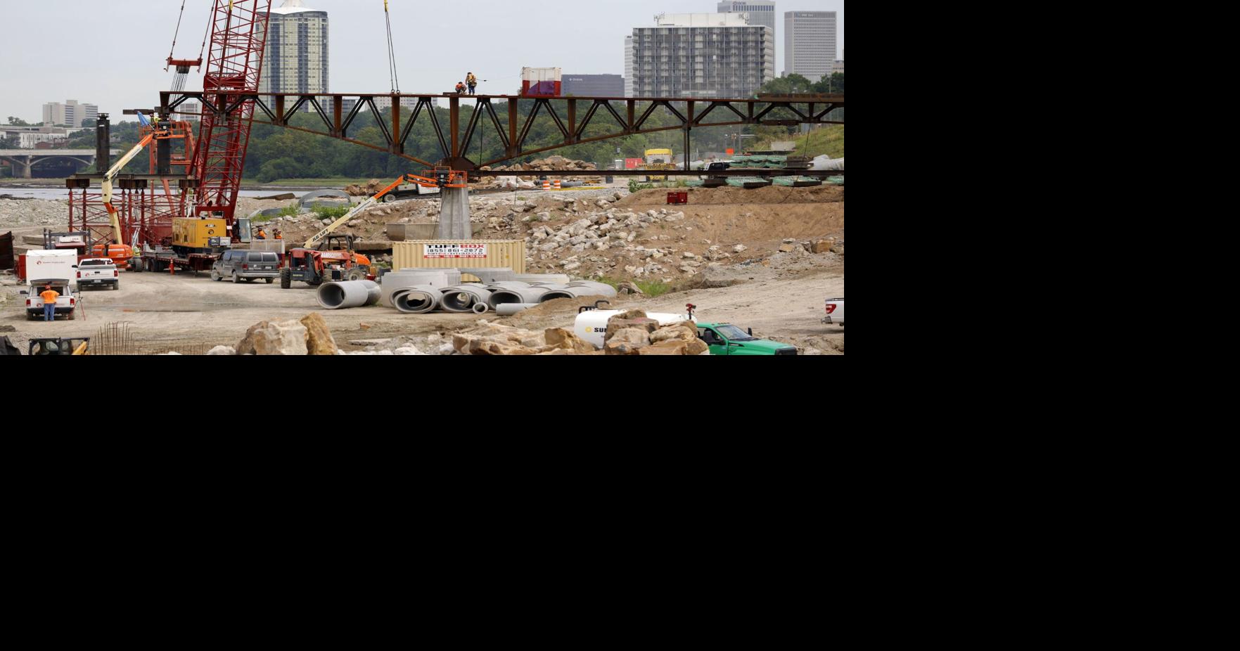 Photos: Construction continues on Tulsa's new pedestrian bridge