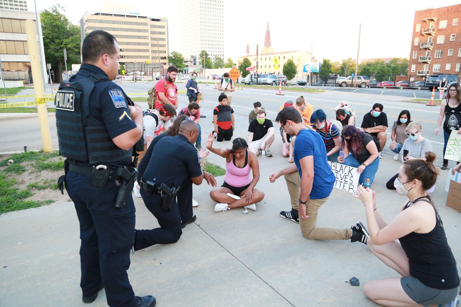 Peaceful protest begins with prayer outside Tulsa police headquarters