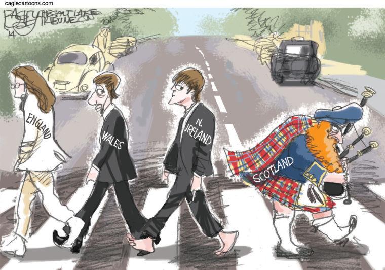 Men in kilts are funny! 12 political cartoons about Scottish independence