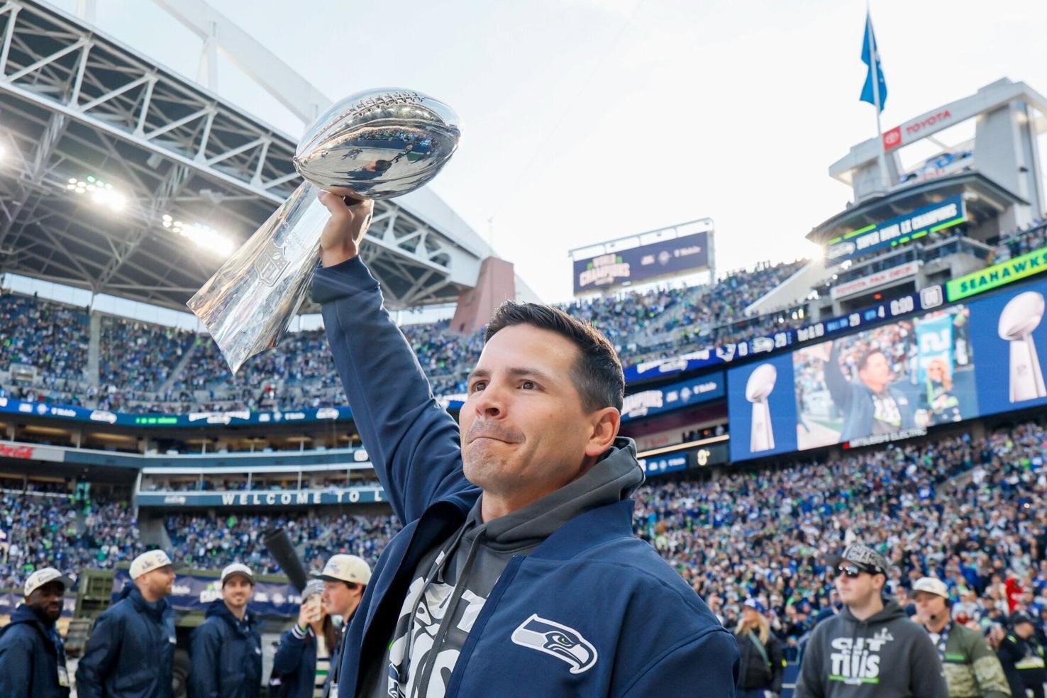 Seahawks illustrate ‘stacking wins’ with helmets of defeated foes ...