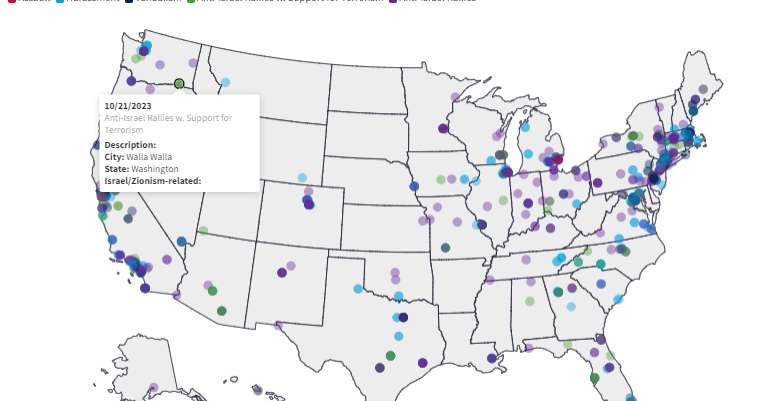 ADL flags pro-Palestine event in Walla Walla on map tracking anti ...