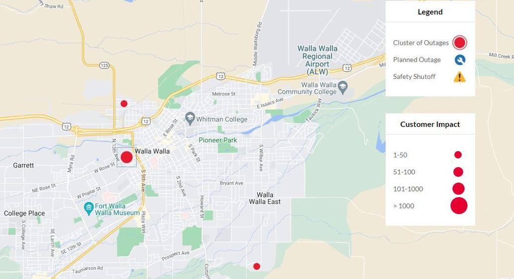 Update Temporary Pacific Power Outage Impacts About 800 Customers In Walla Walla Local
