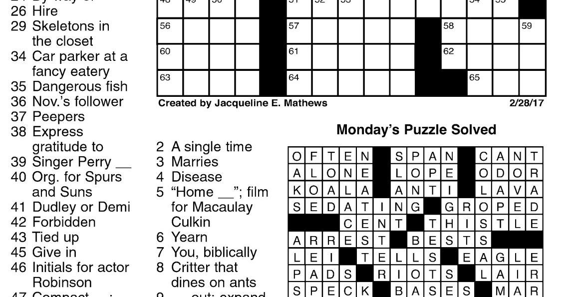 February's crosswords | | union-bulletin.com