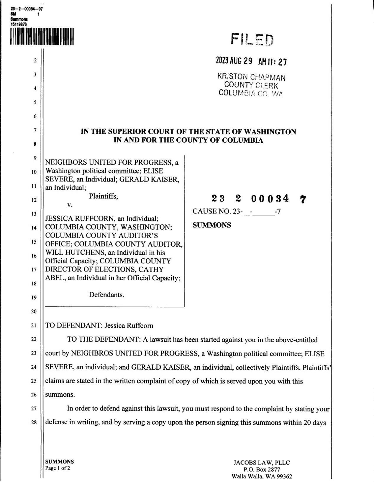 Ruffcorn summons | Governments | union-bulletin.com